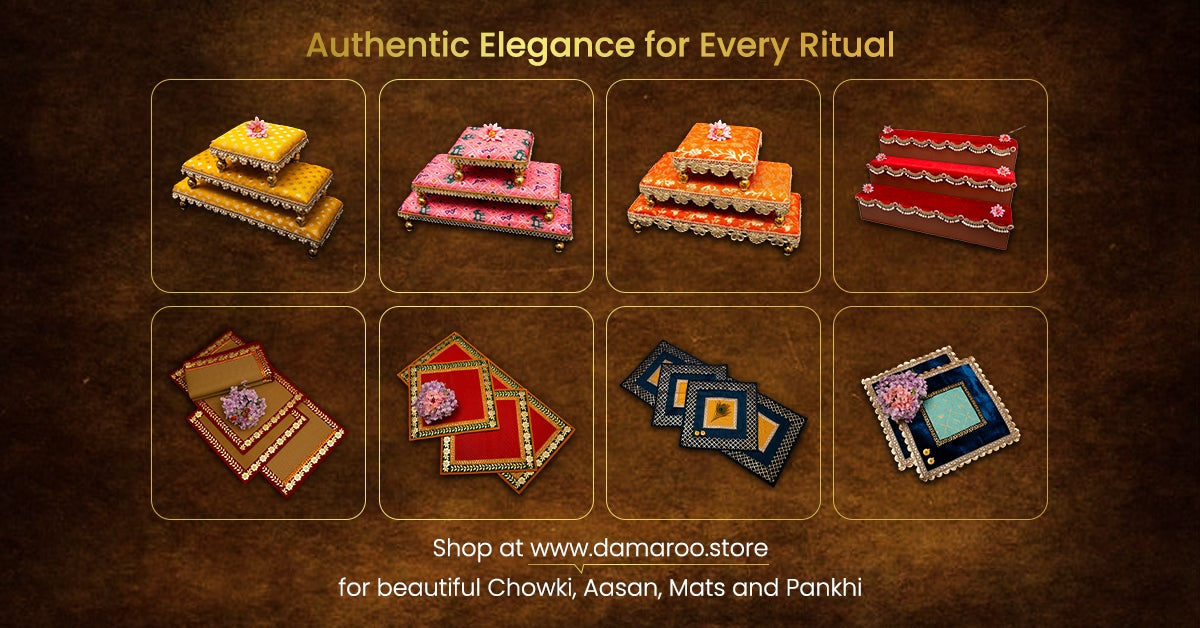 Damaroo.Store: Designer Pooja Aasan Mats, Chowki & Cloth for Pooja ...